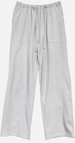 perdontoo Mens Casual Cotton Linen Pants Elastic Waist Drawstring Straight Summer Beach Pants (X-Large, Grey)