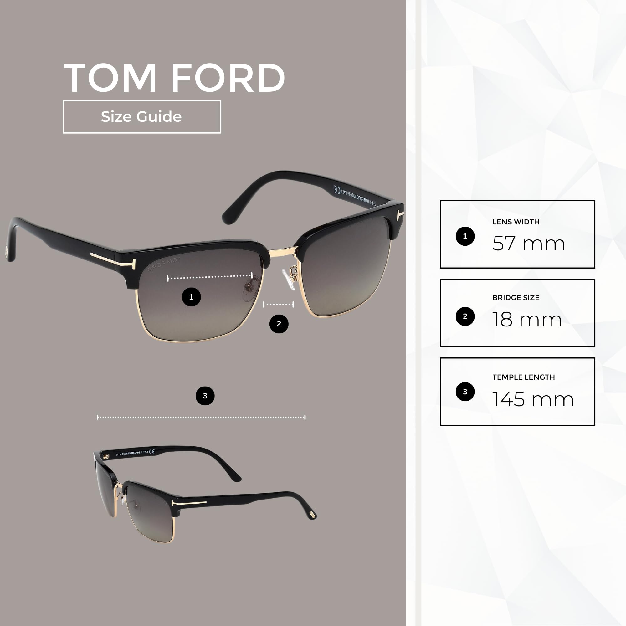 Tom Ford FT0367 River 01D 57MM Shiny Black/Gold/Grey Gradient Polarized Square Sunglasses for Men + BUNDLE with Designer iWear Eyewear Kit