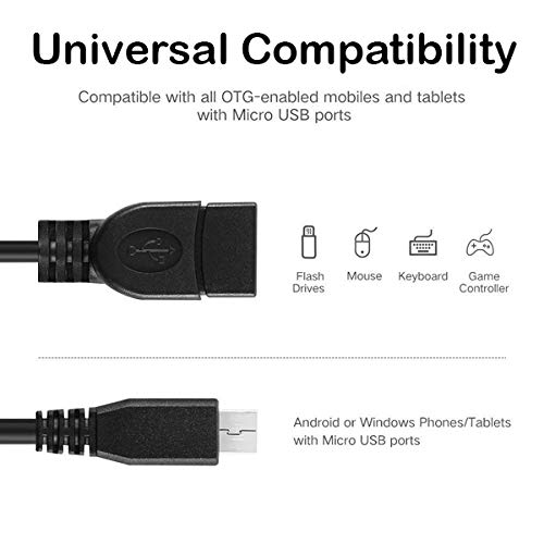 Micro USB to OTG Works with Emporia SOLIDplus Direct On-The-Go Connection Kit and Cable Adapter! (Black)