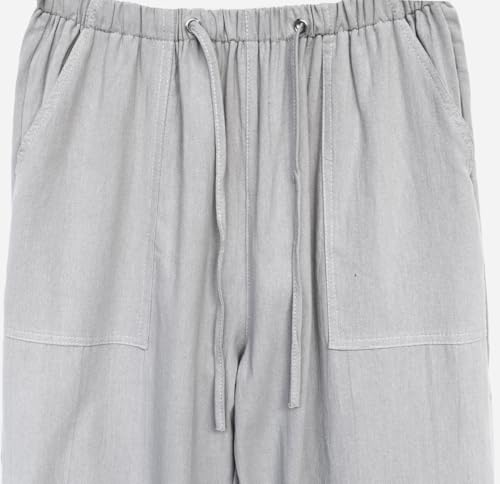 perdontoo Mens Casual Cotton Linen Pants Elastic Waist Drawstring Straight Summer Beach Pants (X-Large, Grey)