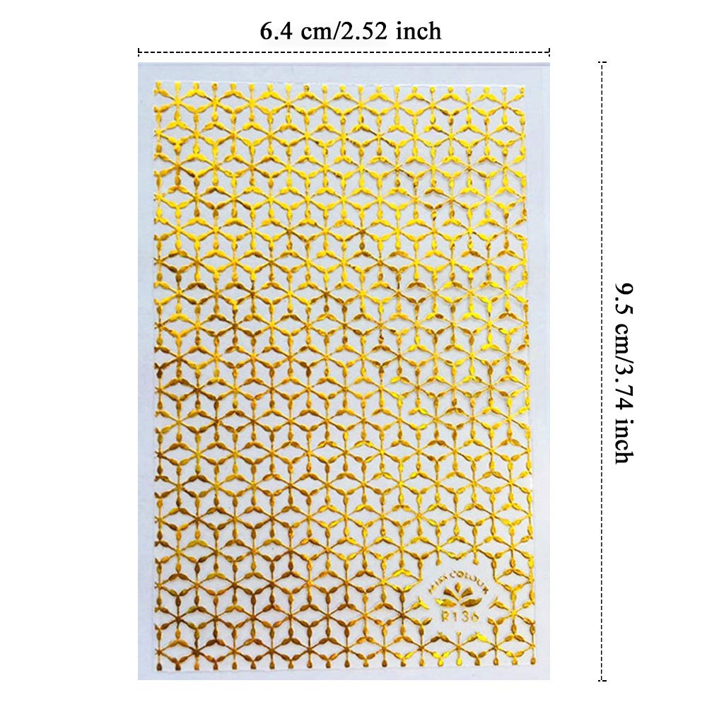 TOROKOM 12 Sheets Metallic Self-Adhesive Nail Stickers for Women, 3D Metallic Star Moon Leaf Line Nail Design Stickers Decals Manicure Fingernail Decorations Gift for Women Girls