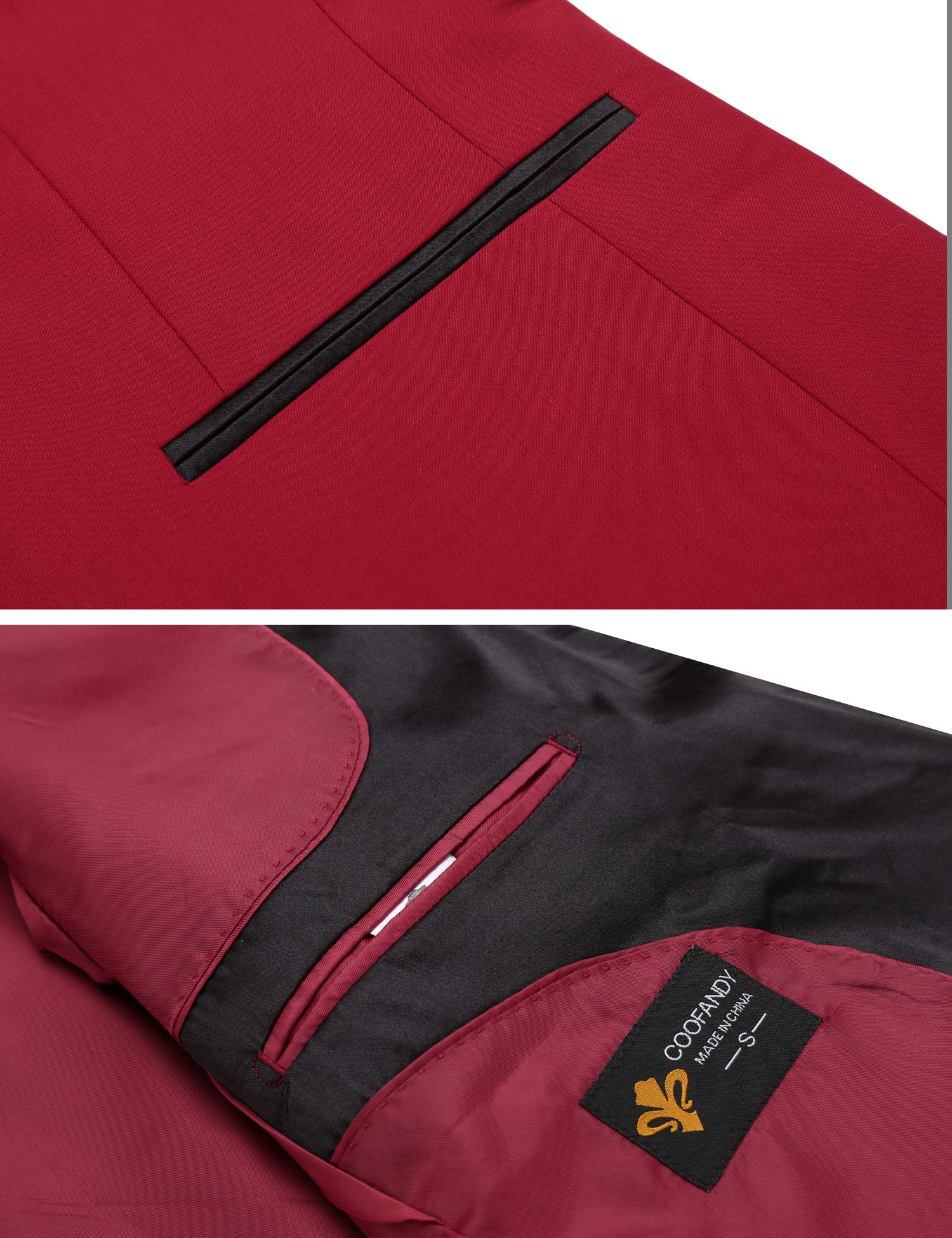 COOFANDY Men's Tuxedo Jacket Wedding Blazer One Button Dress Suit for Dinner Prom Party Red