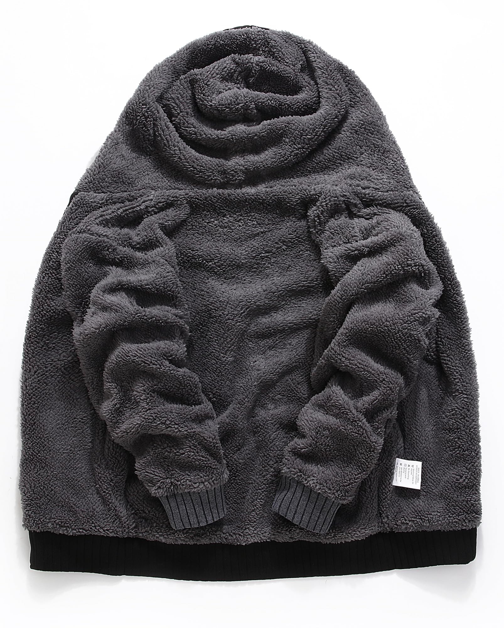 Little Beauty Mens Zip Up Hoodie Thick Fleece Lined Winter Heavyweight Hoodie Black Light Grey