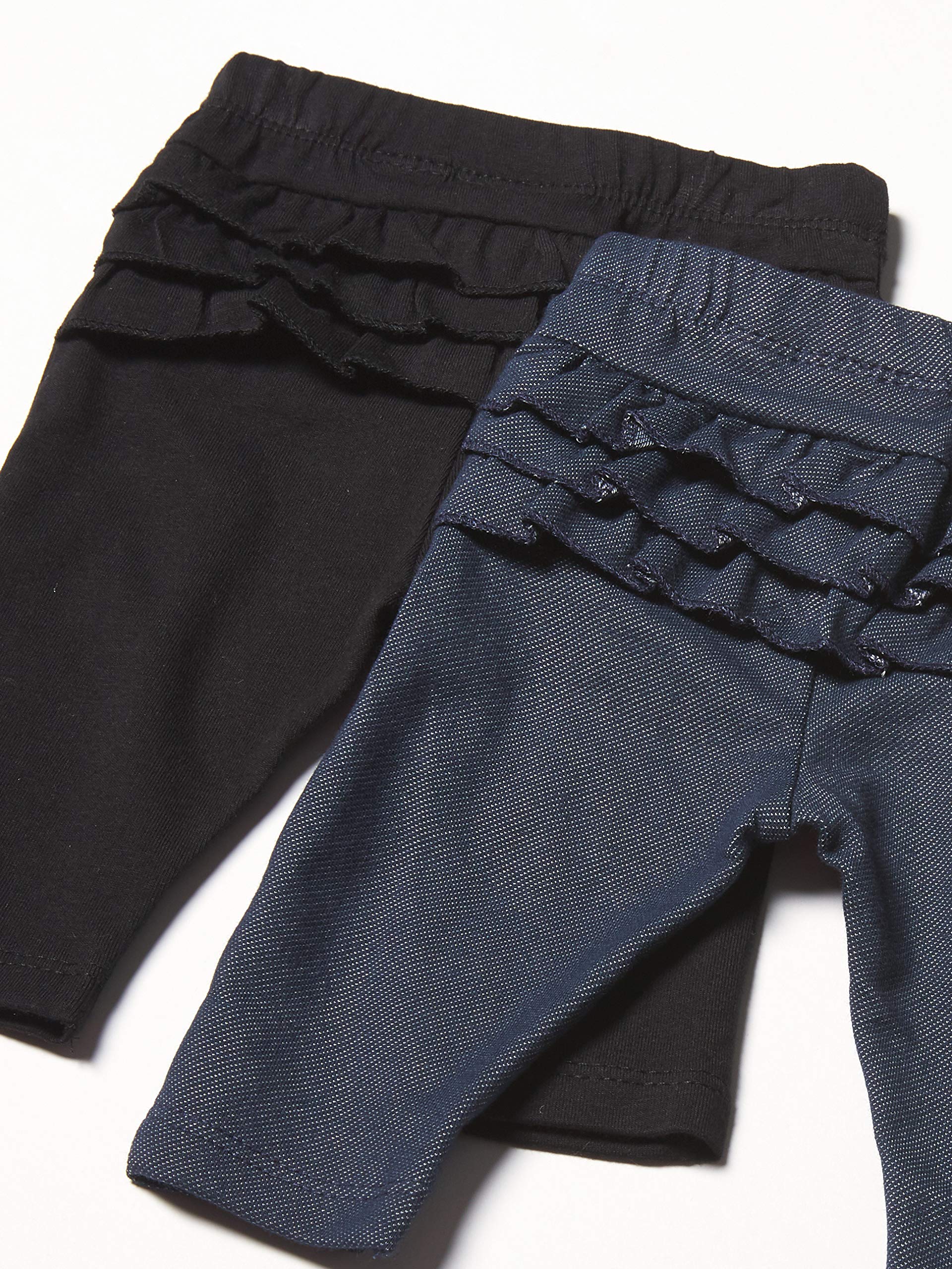 The Children's Place Baby Girls Everyday 100% Cotton Leggings Pants, Black/ True Indigo 2-pack, 18-24 Months US