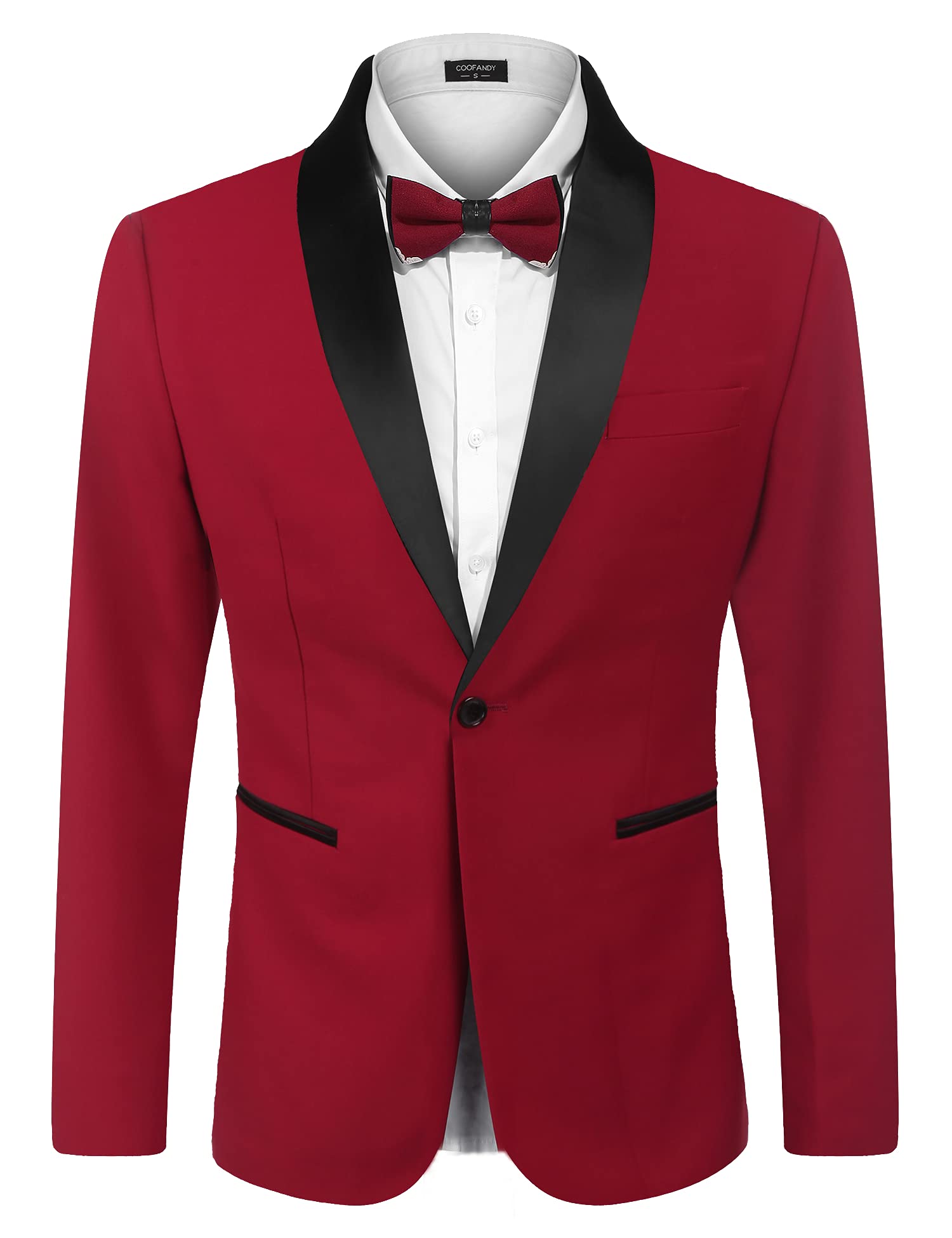 COOFANDY Men's Tuxedo Jacket Wedding Blazer One Button Dress Suit for Dinner Prom Party Red