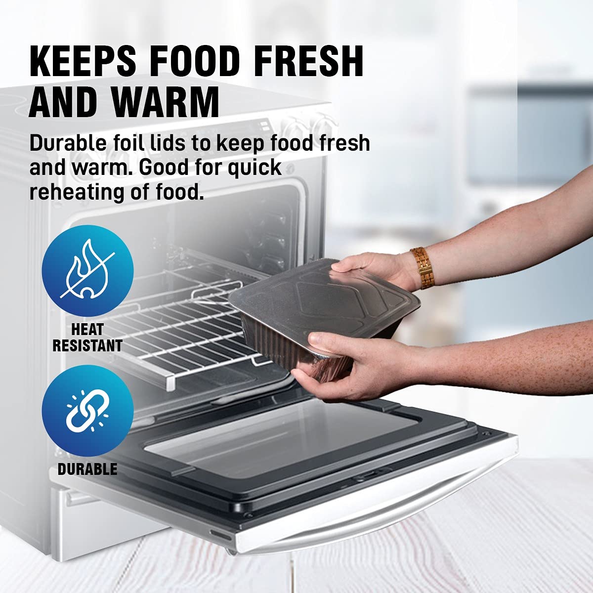 Diplastible Oblong Disposable Aluminum Pans with Lids - 10 Pack - 8.5 x 6 x 2.5 in 5-lb Pan with Foil Covers Perfect for Baking Cooking Food and Storage Container