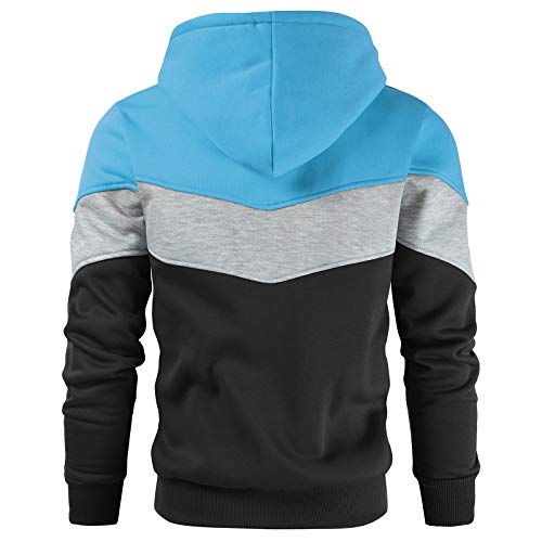 Gesean Mens Hoodie Pullover Hooded Sweatshirt Top Blue Medium