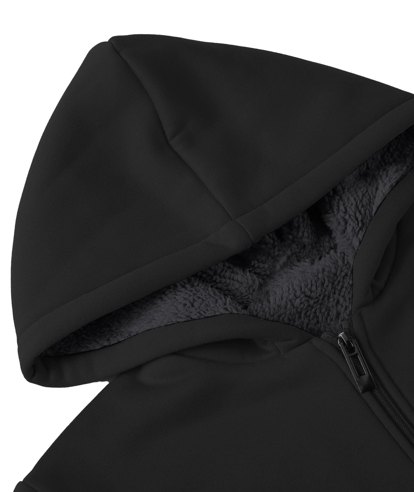 Little Beauty Mens Zip Up Hoodie Thick Fleece Lined Winter Heavyweight Hoodie Black Light Grey