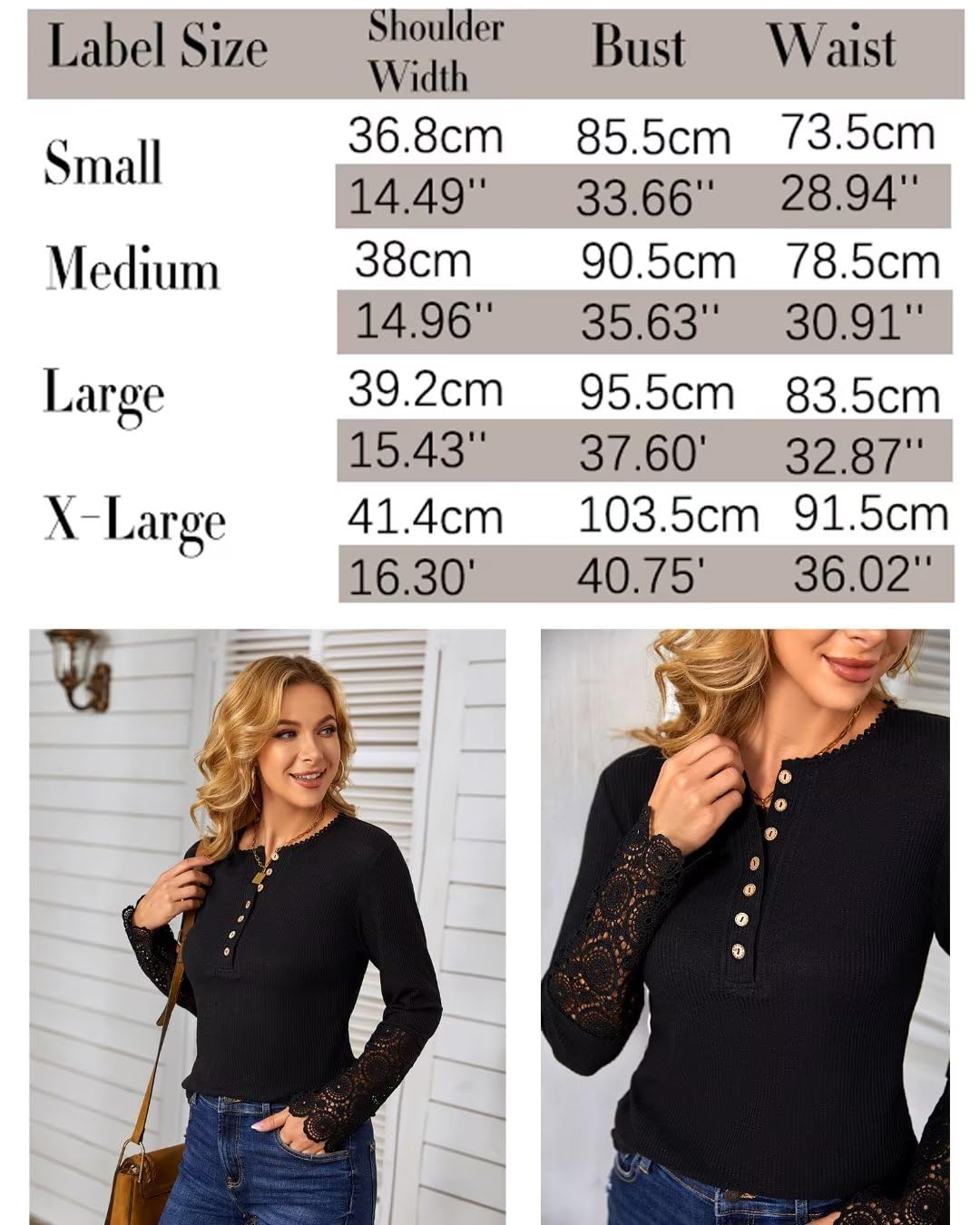 VICHYIE Womens Henley Long Sleeves Tunic Lace Tops V Neck Button Neck Casual Slim Fit Blouses Wrap Twist Cute Shirts Khaki Medium