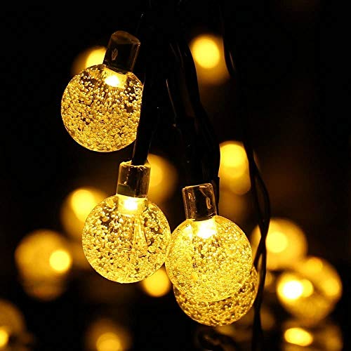 Toodour Solar String Lights Outdoor, 51ft 16 LED String Lights with 8 Modes, Waterproof Solar Powered Patio Lights for Garden, Lawn, Gazebo, Porch, Yard, Wedding, Party Decor - Warm White