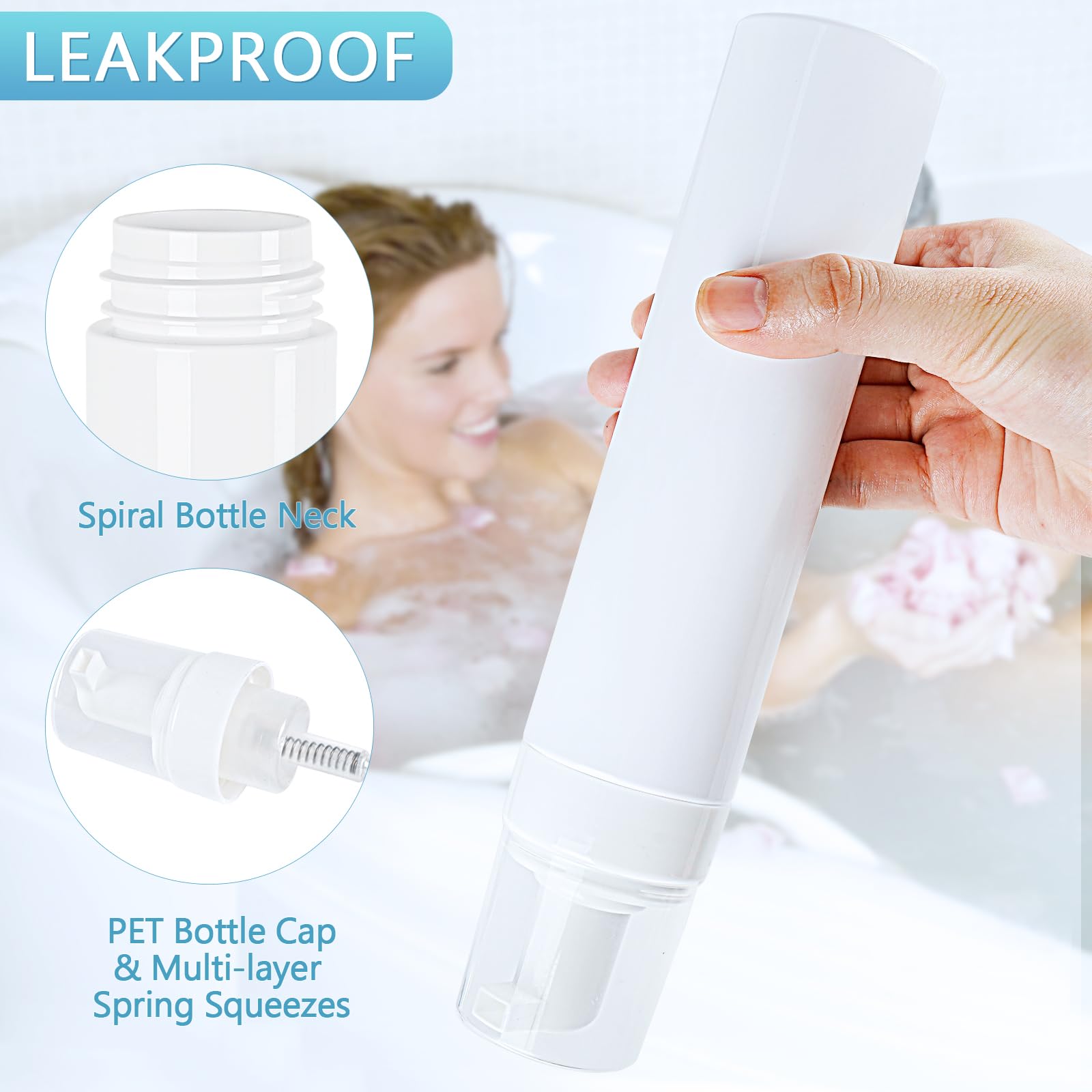 Foam Pump Bottle 8.5oz/250ml White Empty Foam Dispenser Bottle Travel Foaming Hand Soap Bottle Large Refillable Foaming Bottle for Shampoo Cleaning Traveling (4 Pack)