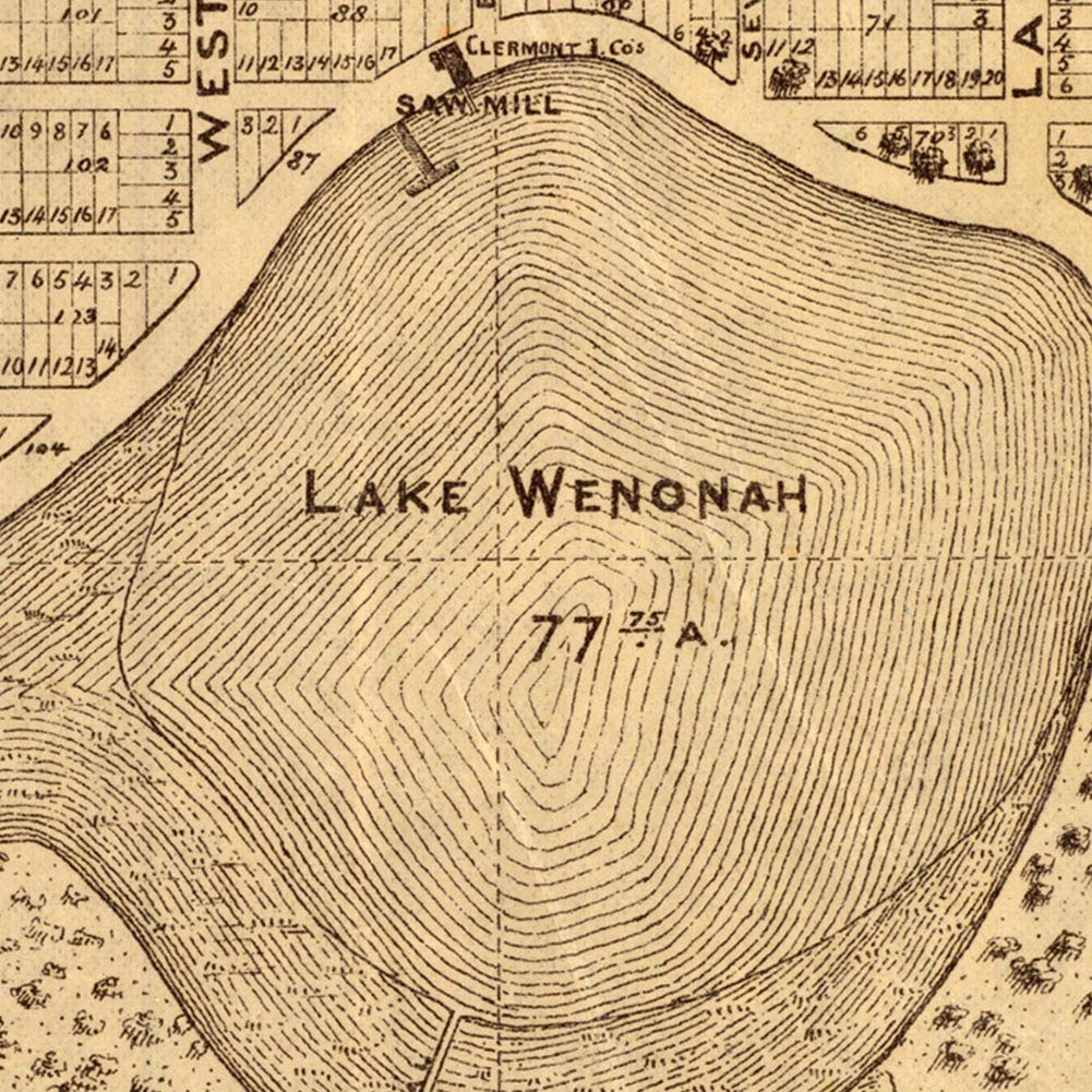 Antiguos Maps - City of Clermont, Florida map circa 1884 - measures 24 in x 30 in (610 mm x 762 mm)