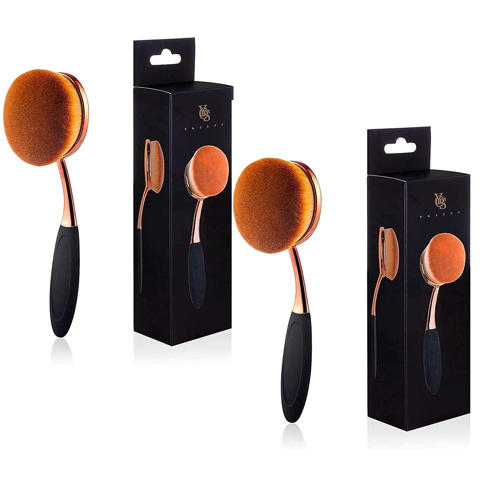 Yoseng Oval Foundation Brush Large Toothbrush Makeup Brushes Fast Flawless Application Liquid Cream Powder Foundation（Pack of 2）