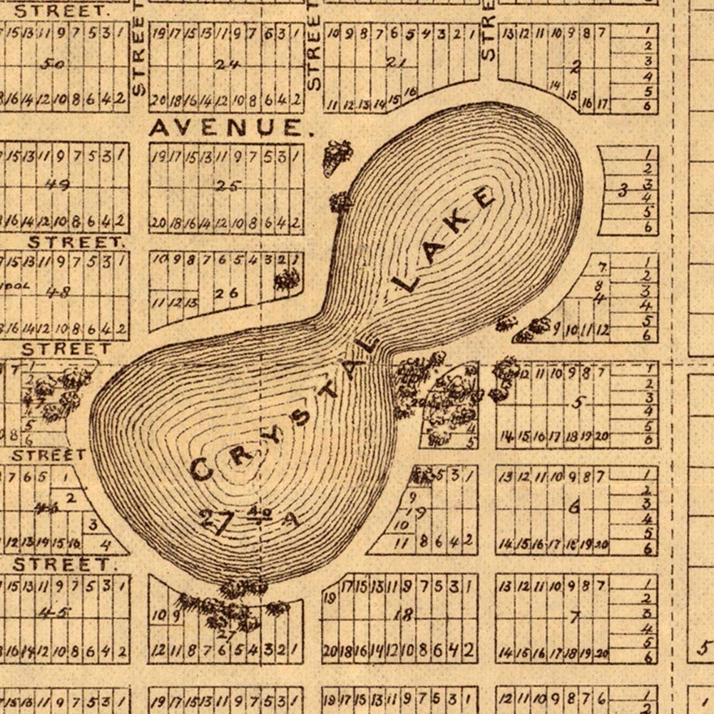 Antiguos Maps - City of Clermont, Florida map circa 1884 - measures 24 in x 30 in (610 mm x 762 mm)