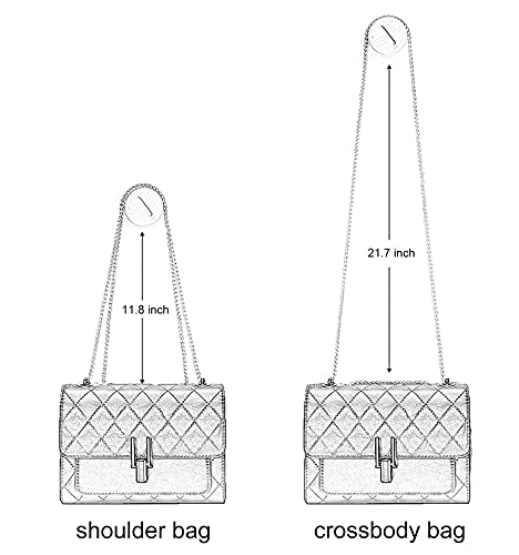 Plergi Small Genuine Leather Crossbody Quilted Flap Handbag with Chain Strap for Women Lightweight Cellphone Bag