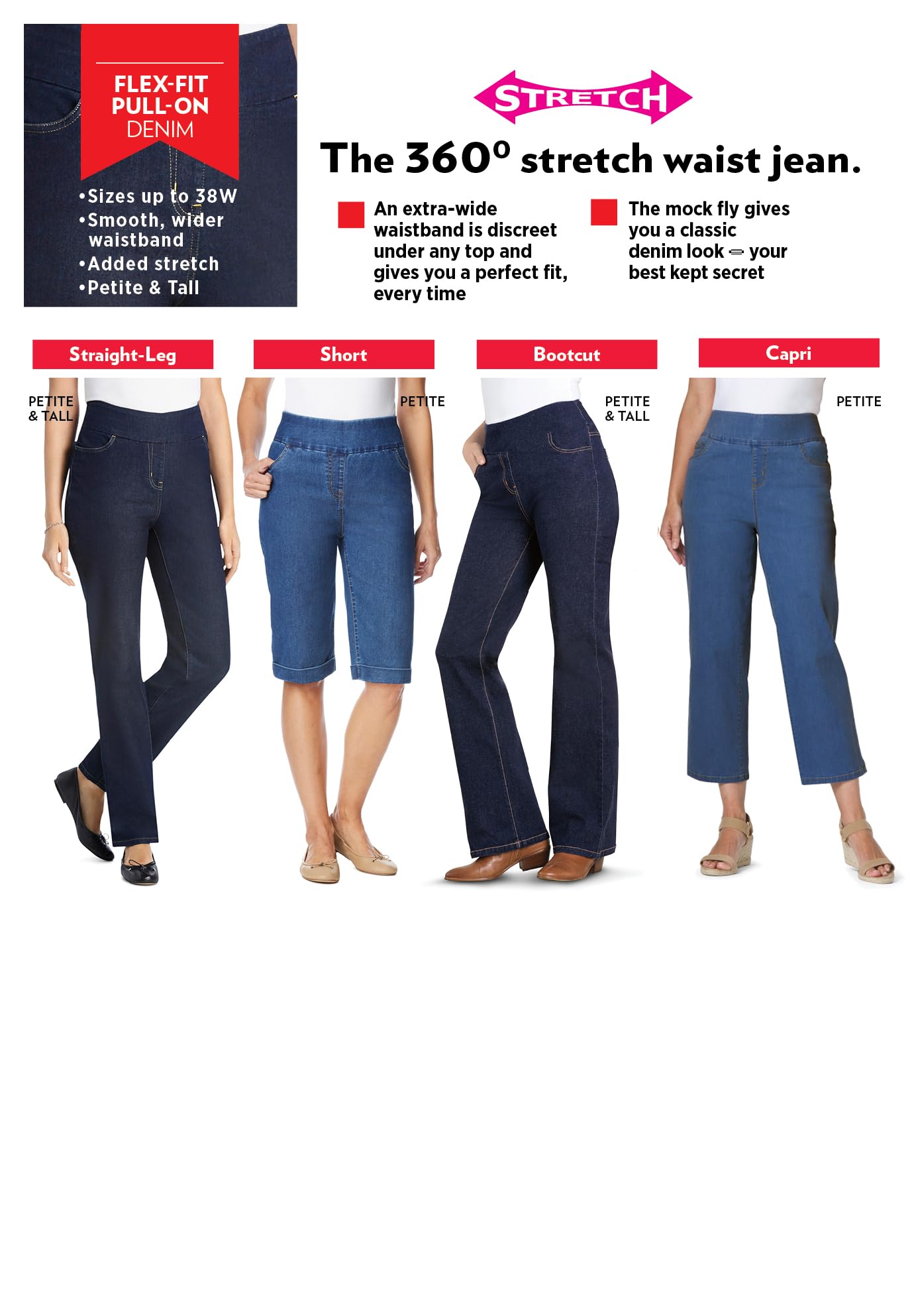 Woman Within Women's Plus Size Flex-Fit Pull-On Bootcut Denim Jean - 14 W, Grey Denim