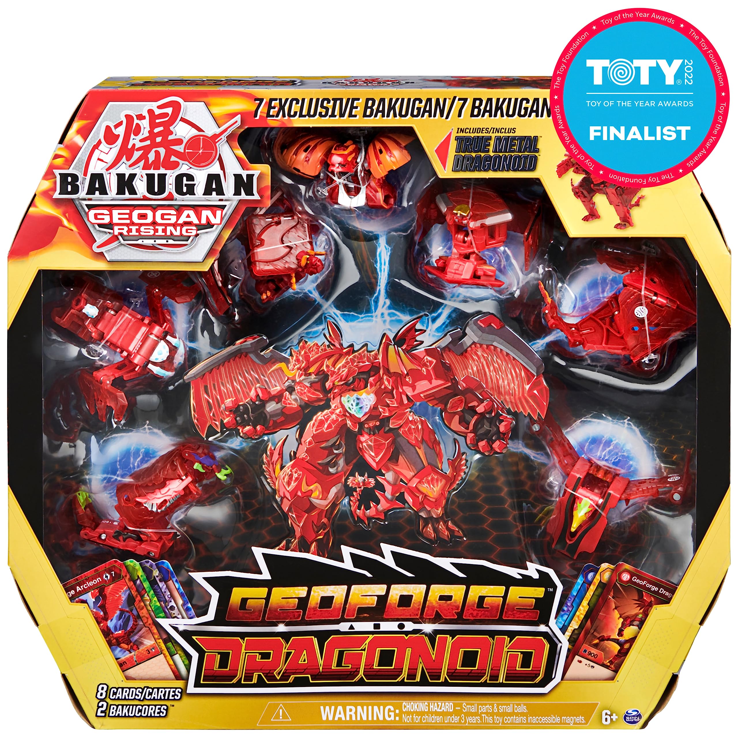 Bakugan GeoForge Dragonoid, 7-in-1 Includes Exclusive True Metal Dragonoid and 6 Geogan Collectibles, Kids Toys for Boys