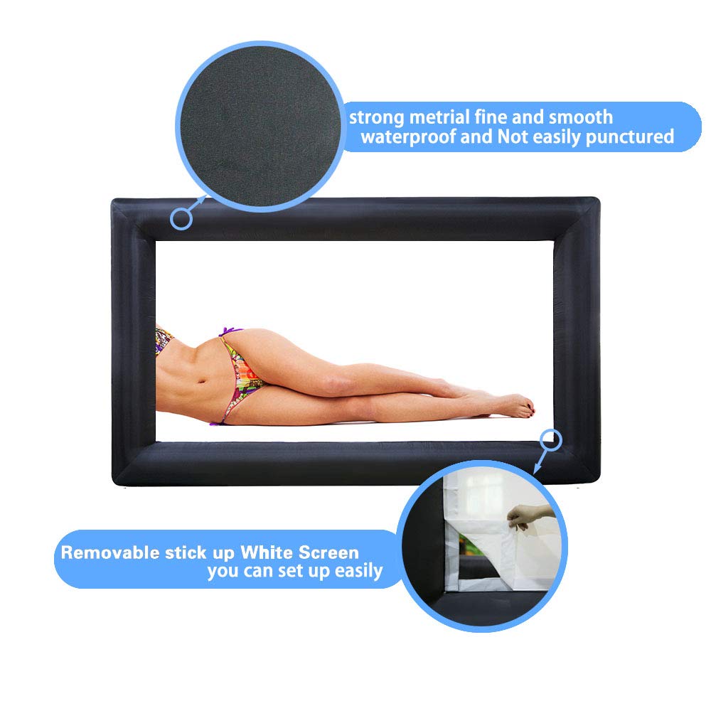 Yimukaka 25Ft Inflatable Movie Screen with Stand for Outside-Support Rear Projection-Stable Outdoor Frame-Outdoor Movie Screen Use in Combination with Projector and Speaker