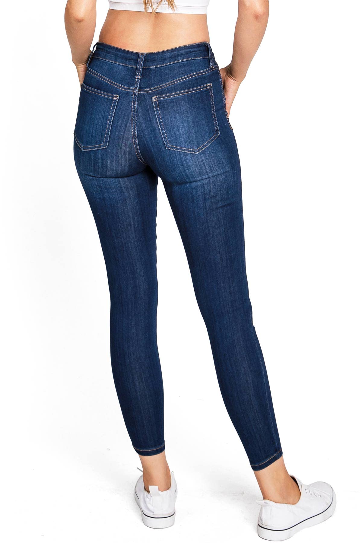 Celebrity Pink Women's Juniors Mid-Rise Stretchy Ankle Skinnys Jeans (Dark Denim, 3)