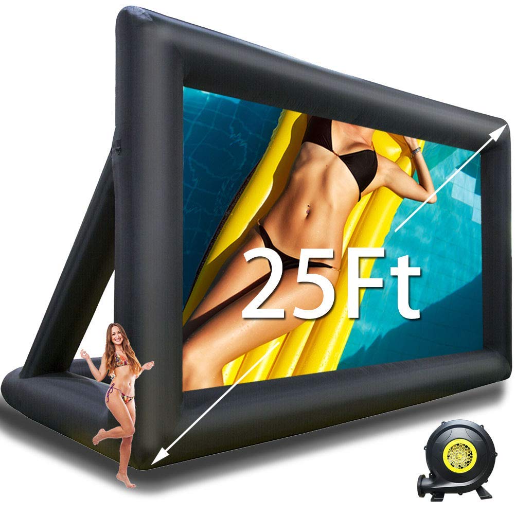 Yimukaka 25Ft Inflatable Movie Screen with Stand for Outside-Support Rear Projection-Stable Outdoor Frame-Outdoor Movie Screen Use in Combination with Projector and Speaker