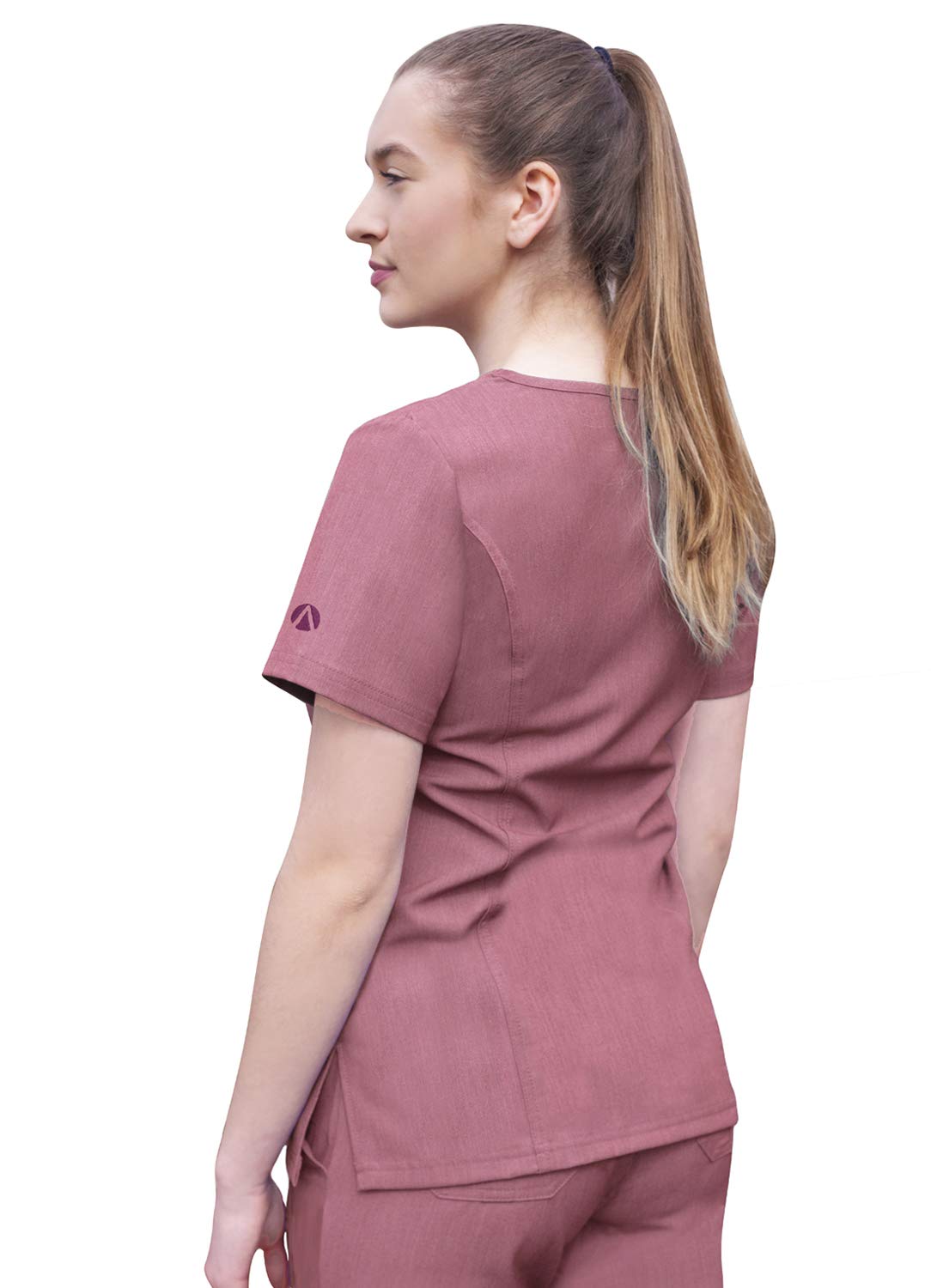 Adar Uniforms, Pro Heather Scrubs for Women - Elevated V-Neck Scrub Top - P4212H - Heather Wine - L