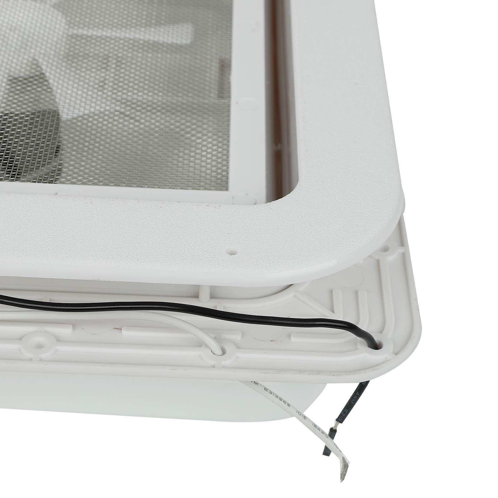 BLACKHORSE-RACING 14" RV Roof Vent Fit for Camper Trailer Universal White Lid Roof Vent with 12V RV Vent Fan 6" Blades White lid Inner for Garnish Ring