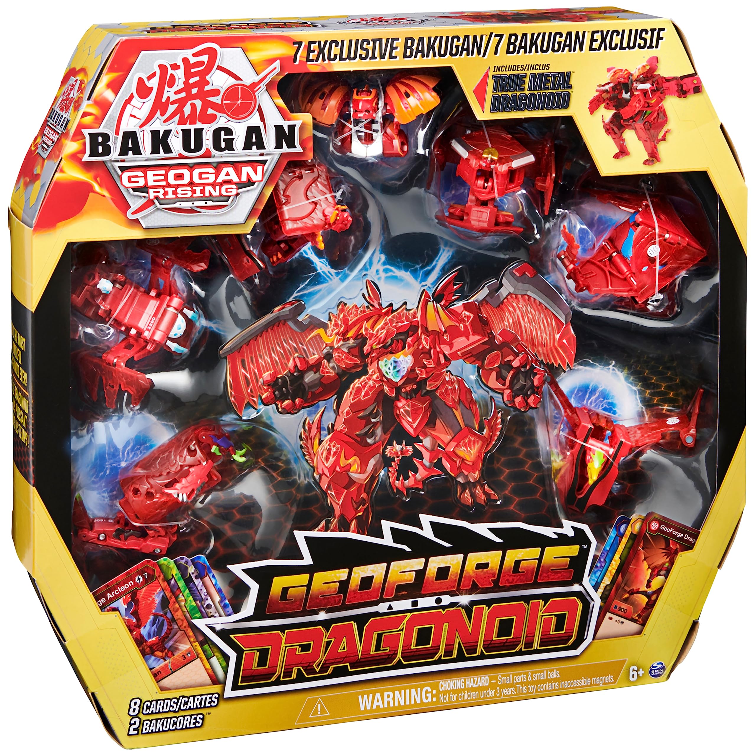 Bakugan GeoForge Dragonoid, 7-in-1 Includes Exclusive True Metal Dragonoid and 6 Geogan Collectibles, Kids Toys for Boys