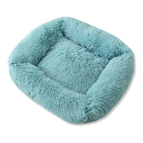 YITON Pet Bed Morandi Blue Plush Square Pet Beds For Small Medium Large Dogs Super Soft Winter Warm Sleeping Mats For Cats 1Pcs L