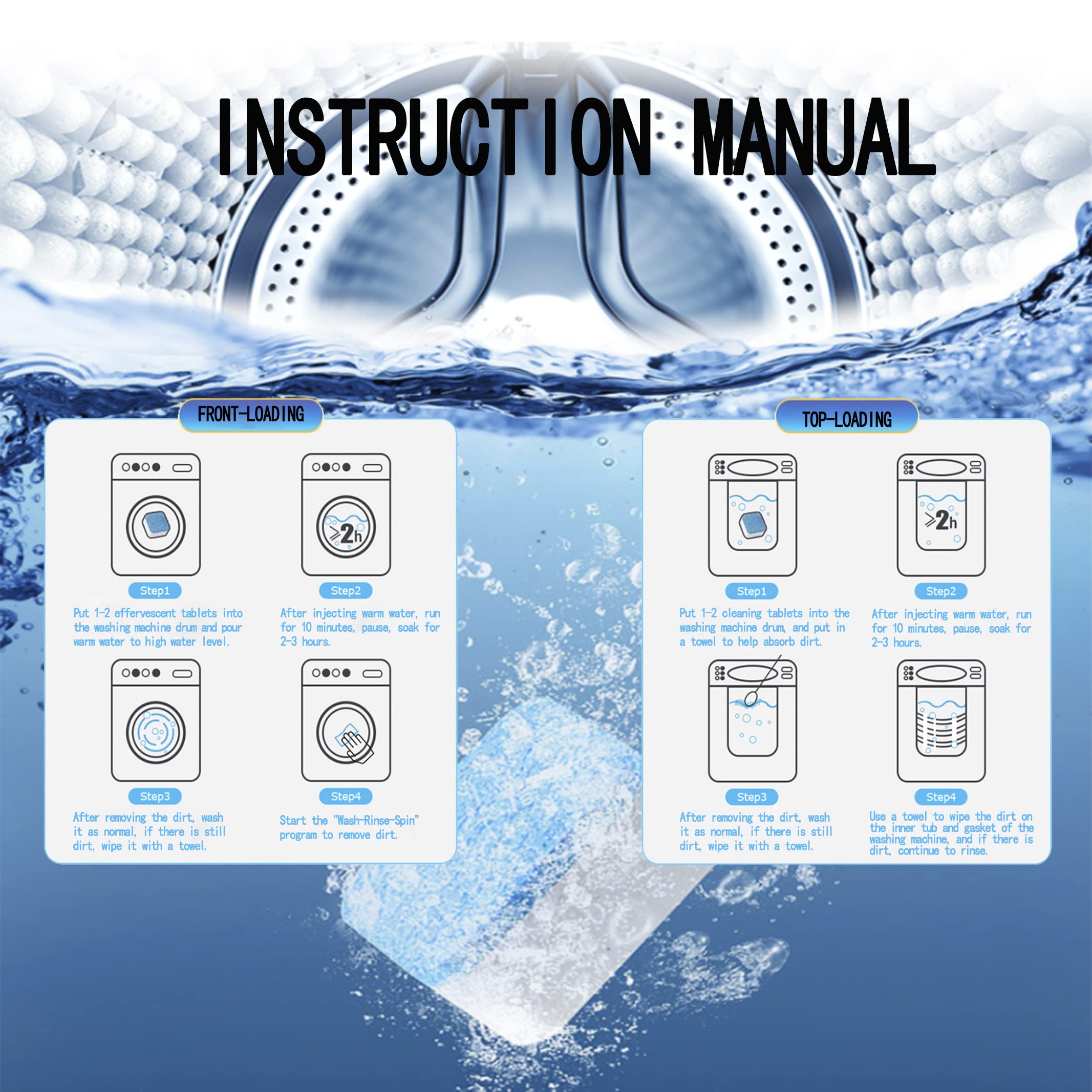 YOUGG Washing Machine Cleaner Tablets(6 Pack,Fresh Solid Washer Deep Cleaning Tablet,For HE, Front Loader&Top Load Washers