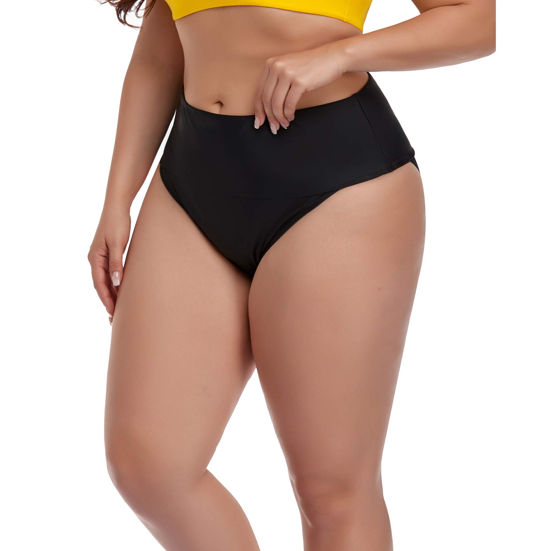 Zohamung Women Mid String Bathing Suit Tie Side Hipster Ruched Full Coverage Low Rise Swimwear Swimsuit Bikini Bottom Black
