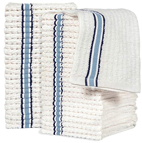 Bliss Casa White Washcloths Set (12 x 12 Inch, 48 Pack) – 100% Cotton Washcloths for Face, Highly Absorbent Soft Face Towels, and Quick Drying Fingertip Towels for Daily Use (Blue)