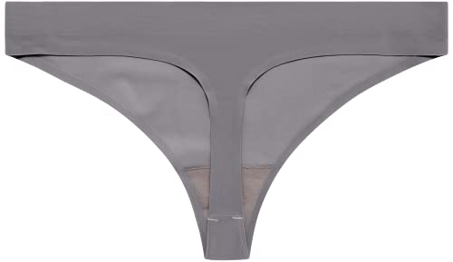 Reebok Women's Thong Underwear - 3 Pack or 6 Pack Performance Stretch Sexy Seamless Thong Panties for Women (Sizes: S-XL), Size X-Large, Black/Rose Dust/Grey - 3pk