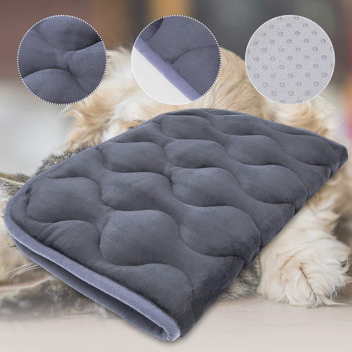 AIPERRO Fluffy Dog Beds for Small Dogs Crate Cushion Mat Machine Washable Anti-Slip Pets Sleeping Pads for Small Medium Large Dogs and Cats, 23 x 18 Inch