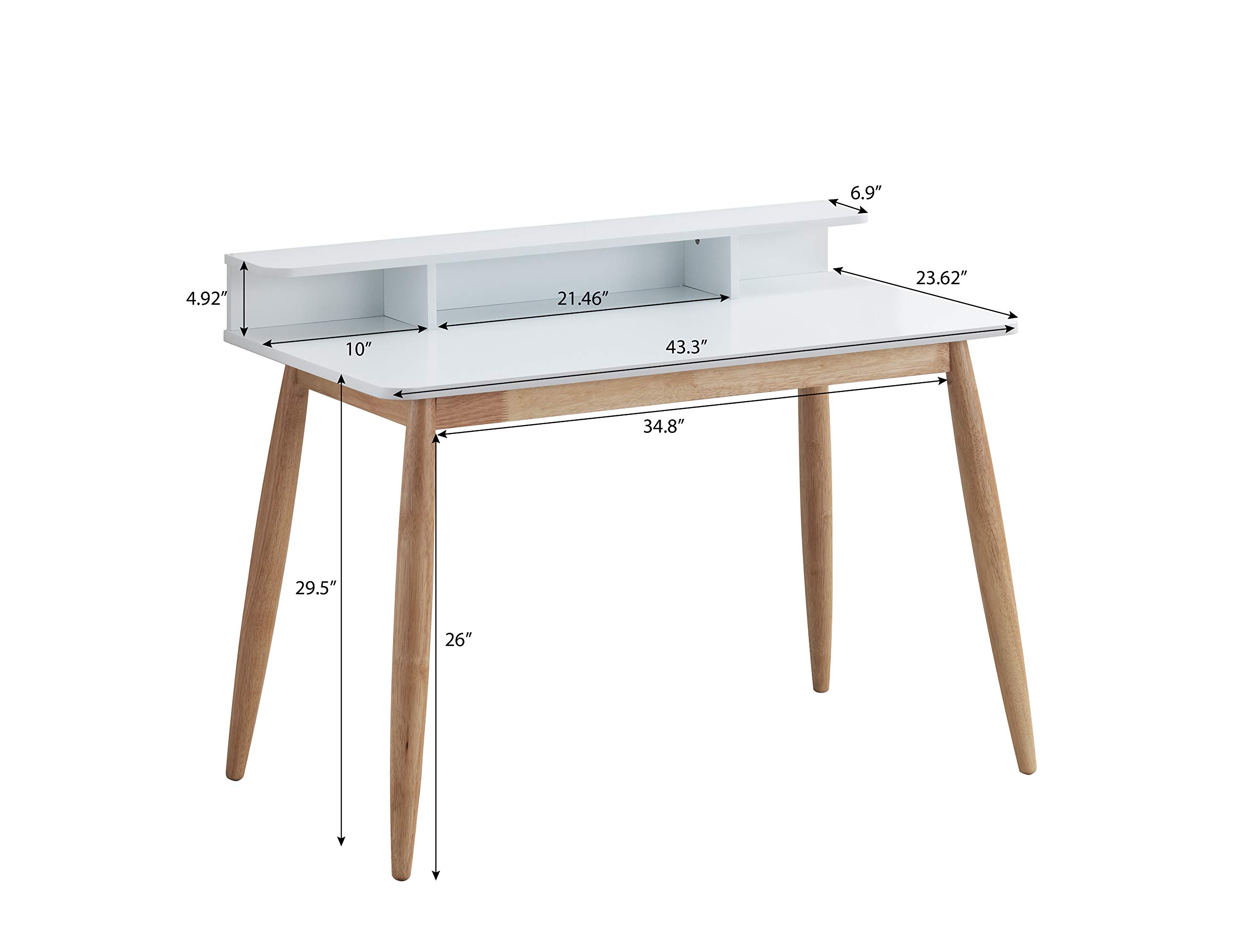 Roundhill Furniture Roskilde Storage Wood Office Desk, White