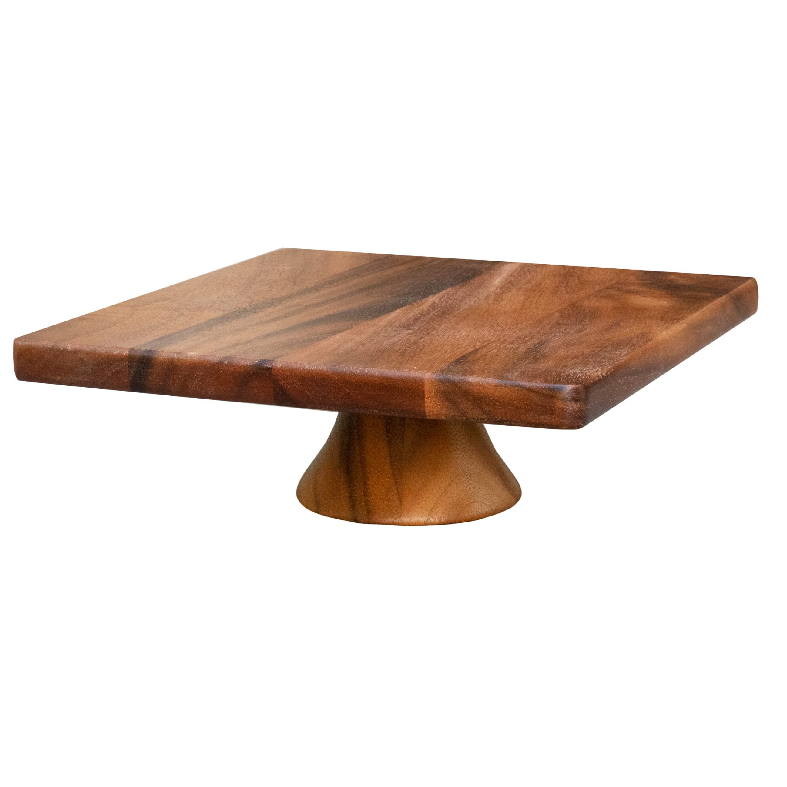 Villa Acacia Cake Stand - 13 inch Rustic Wood Table Stands for Decorating and Serving - Wooden Pedestal for Cupcake, Dessert, Fruit, Wedding & Birthday Parties - Square
