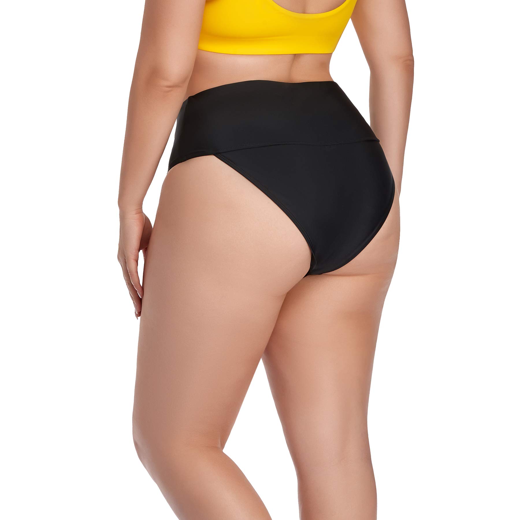 Zohamung Women Mid String Bathing Suit Tie Side Hipster Ruched Full Coverage Low Rise Swimwear Swimsuit Bikini Bottom Black