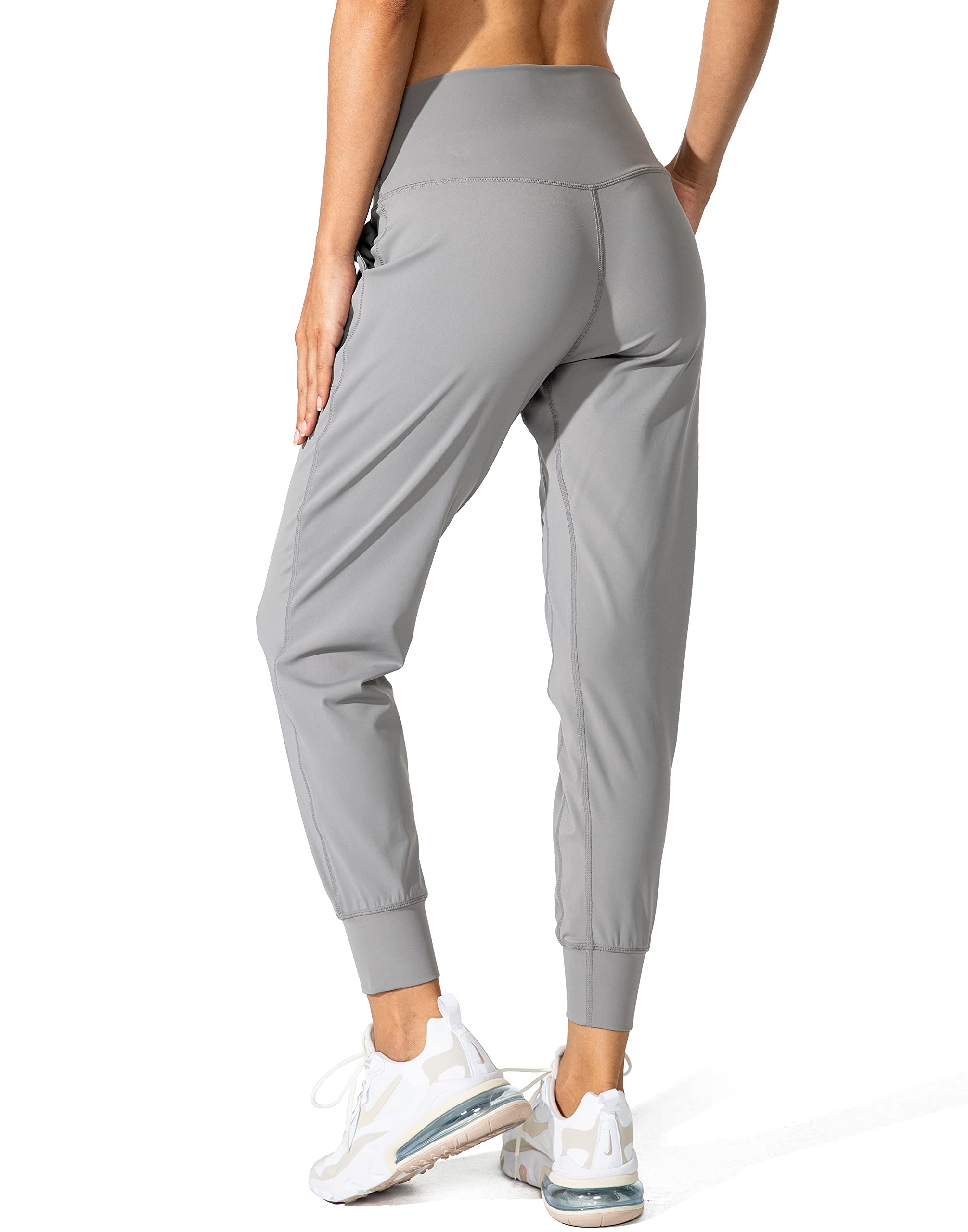 G Gradual Women's Joggers High Waisted Yoga Pants with Pockets Loose Leggings for Women Workout, Athletic, Lounge (Light Grey, Small)