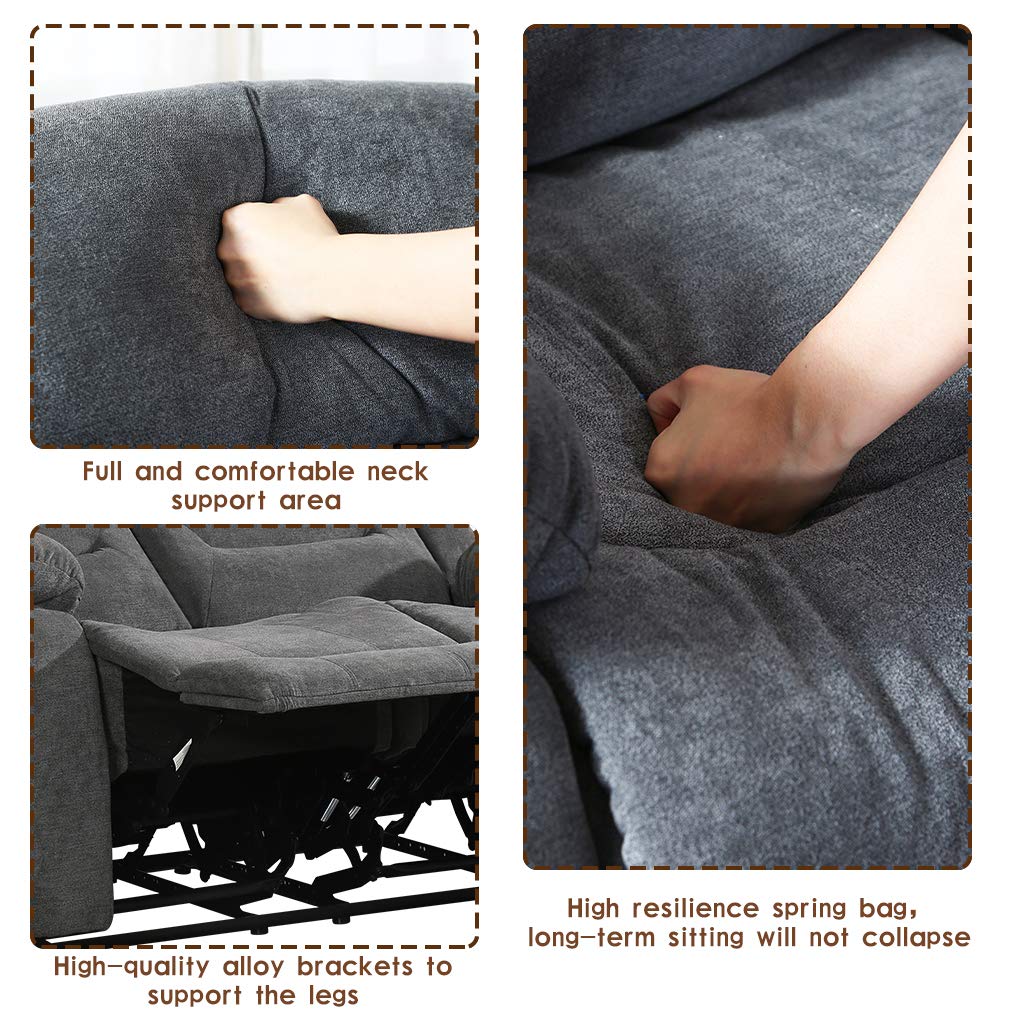 FDW Recliner Sofa Set Sectional Sofa for Living Room Home Theater Seating Reclining Couch Sofa Manual Recliner Motion for Home Furniture (Grey, Love Seat)