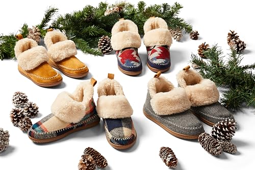 Dearfoams Women's Alpine Moritz Outdoor Arch Support House Shoe Bootie Slipper, Navy Multi, 11-12