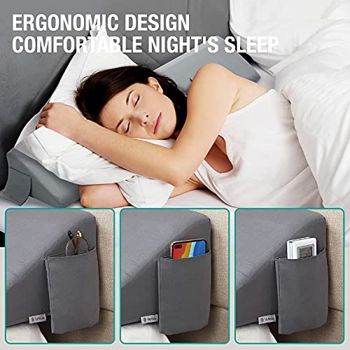 Vekkia King Size(76"x10"x6") Bed Wedge Pillow/Headboard Pillow/Mattress Wedge,Gap Filler to Close The Gap (0-6") Between Headboard and Mattress (Gray)