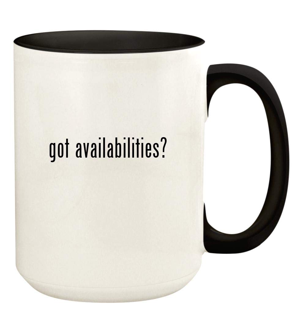 got availabilities? - 15oz Ceramic Colored Handle and Inside Coffee Mug Cup, Black