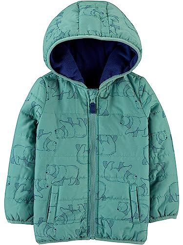Simple Joys by Carter's Baby Boys' Puffer Jacket, Green Bear, 4T