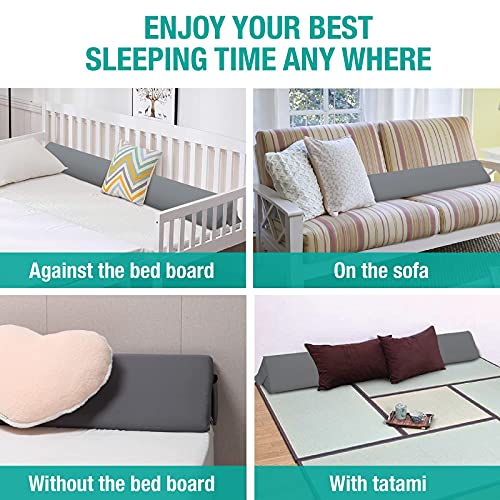 Vekkia King Size(76"x10"x6") Bed Wedge Pillow/Headboard Pillow/Mattress Wedge,Gap Filler to Close The Gap (0-6") Between Headboard and Mattress (Gray)