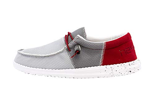 Hey Dude Men's Wally Sox Funk Dark Grey Red Size 10 | Men’s Shoes | Men's Lace Up Loafers | Comfortable & Light-Weight
