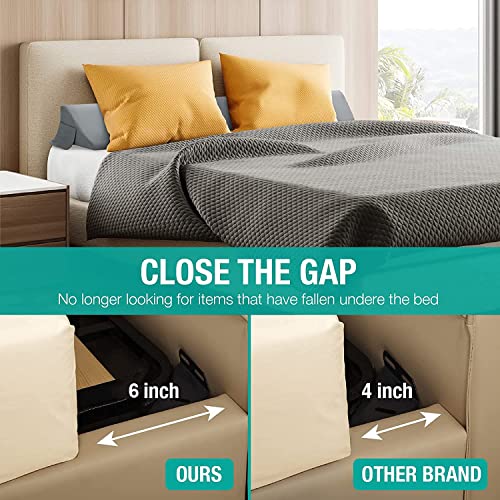 Vekkia King Size(76"x10"x6") Bed Wedge Pillow/Headboard Pillow/Mattress Wedge,Gap Filler to Close The Gap (0-6") Between Headboard and Mattress (Gray)