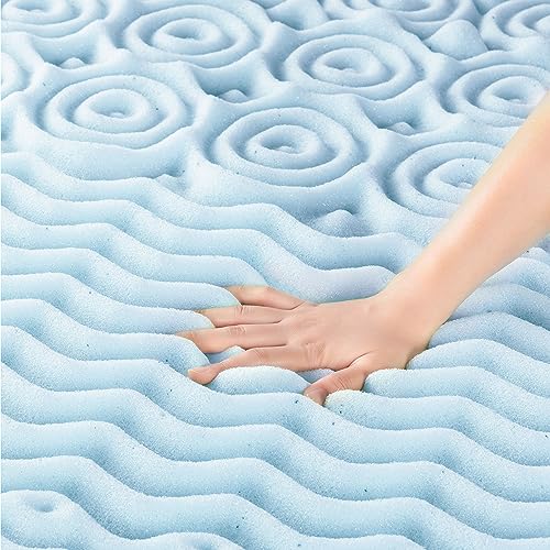 Mellow 4 Inch 5-Zone Memory Foam Mattress Topper, Cooling Gel Infusion, Short Queen