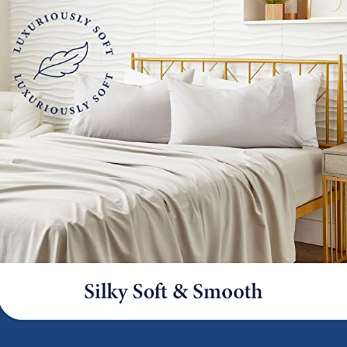 Cosy House Collection Luxury Bamboo Sheets - 4 Piece Bedding Set - Bamboo Viscose Blend - Soft, Breathable, Deep Pocket - 1 Fitted Sheet, 1 Flat, 2 Pillow Cases - King, White