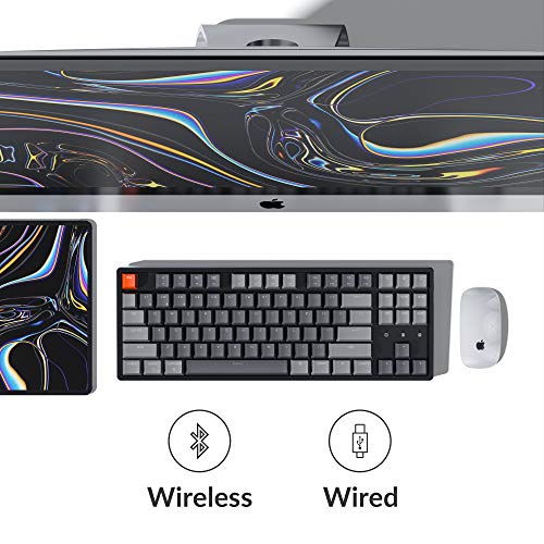 Keychron K8 Wireless Bluetooth/USB Wired Mechanical Keyboard, Hot-swappable Tenkeyless 87 Keys RGB LED Backlit Gateron Blue Switch N-Key Rollover, Aluminum Frame for Mac and Windows