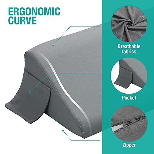 Vekkia King Size(76"x10"x6") Bed Wedge Pillow/Headboard Pillow/Mattress Wedge,Gap Filler to Close The Gap (0-6") Between Headboard and Mattress (Gray)