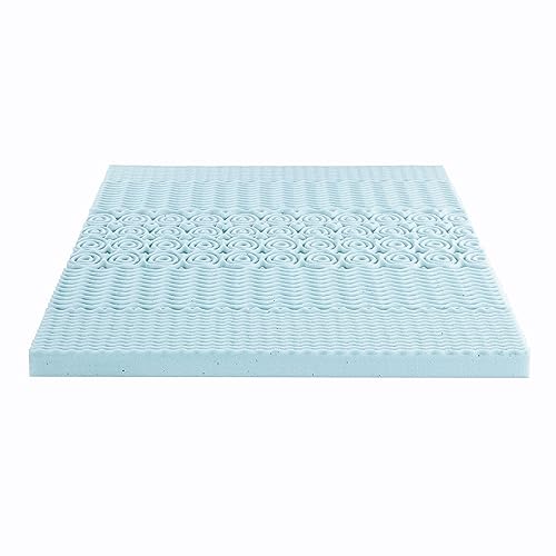 Mellow 4 Inch 5-Zone Memory Foam Mattress Topper, Cooling Gel Infusion, Short Queen